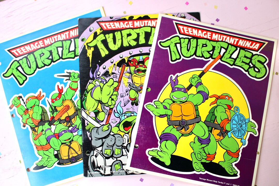 Teenage Mutant Ninja Turtles TMNT School Folders, Set of 3, Vintage ...