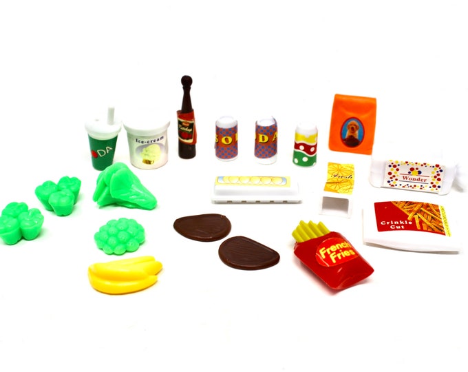 Barbie Food Accessories Lot, Barbie Fruit Veggies Meat Fries Bread Mini ...