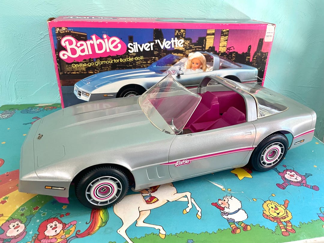 Crystal Barbie Silver Vette in Original Box, Vintage 1984 Silver Barbie ...