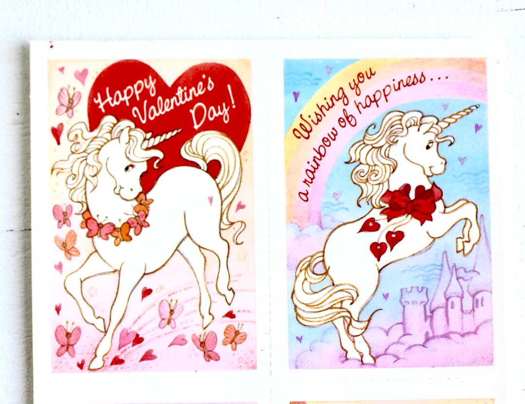 Vintage Magic of Unicorns Valentine Cards With Envelopes Set of 2, 80s ...