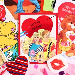 Vintage Classroom Valentine Card and Sticker Pack, Retro 80s Valentines ...