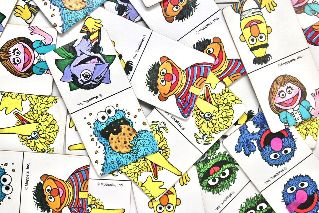 Vintage Sesame Street Domino Game Cards, Set of 3, Retro Toy Swap Cards ...