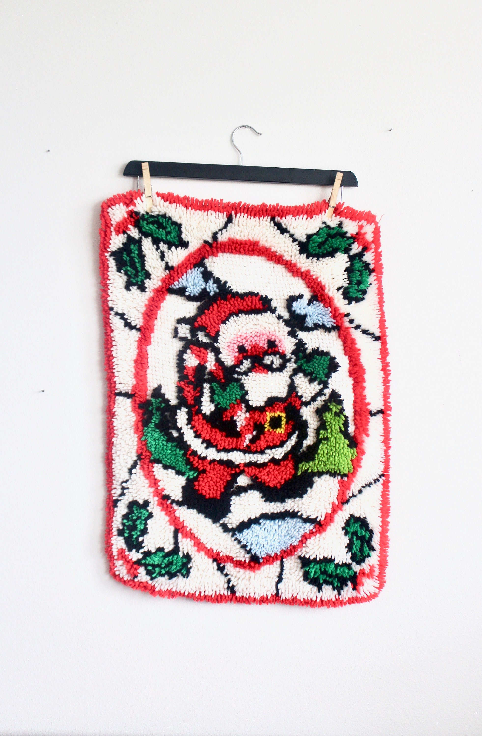 Vintage Santa Claus Latch Hook Rug Wall Hanging Retro - Etsy Israel