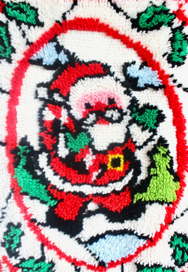 Vintage Santa Claus Latch Hook Rug Wall Hanging Retro - Etsy Israel