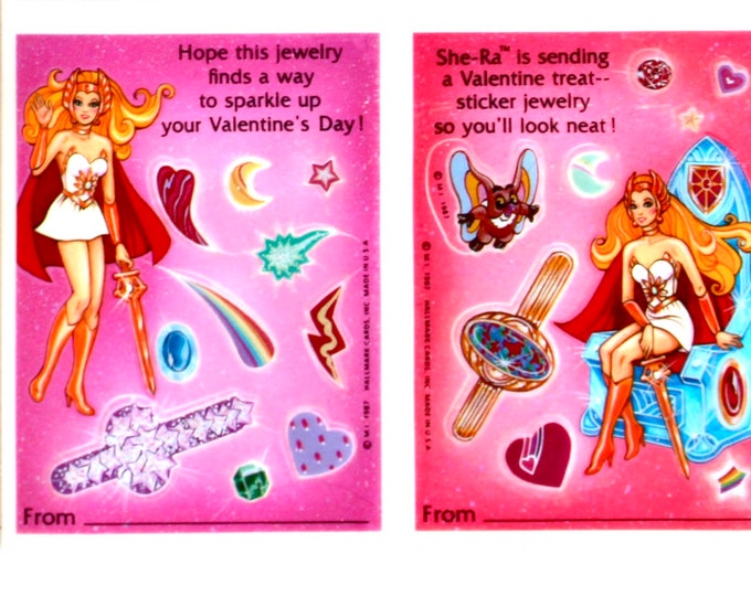 Vintage She-ra Princess of Power Valentines Day Card Set of 2, Rare HTF ...