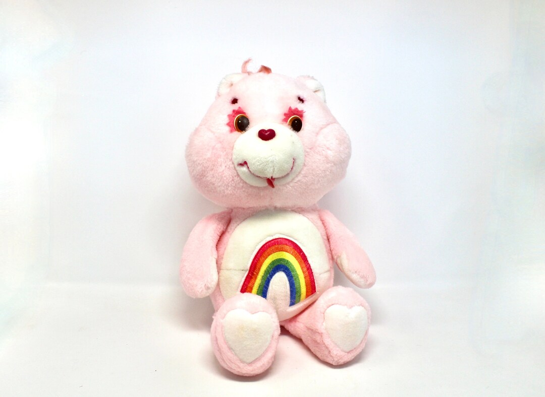 Cheer Care Bear Soft Pink Plush Stuffed Animal With Rainbow Belly Patch ...