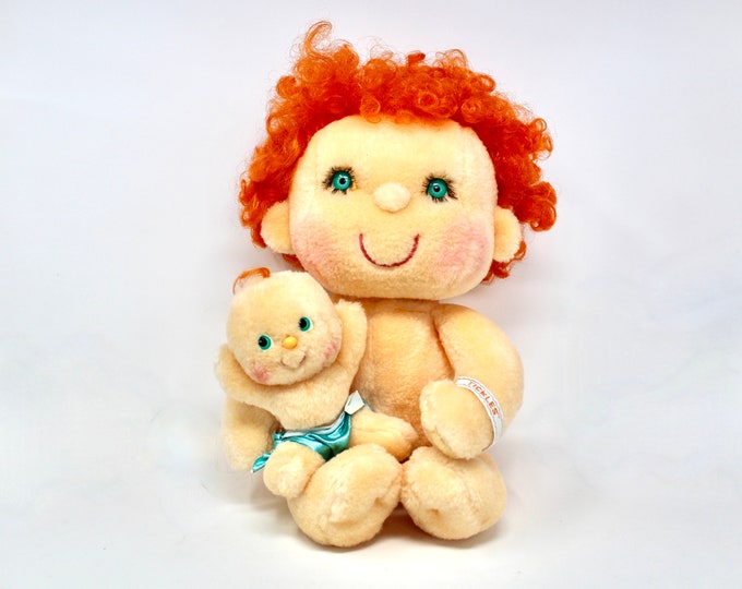 Hugga Bunch Tickles Doll and Baby Plush, Vintage 80s Red Hair Green ...