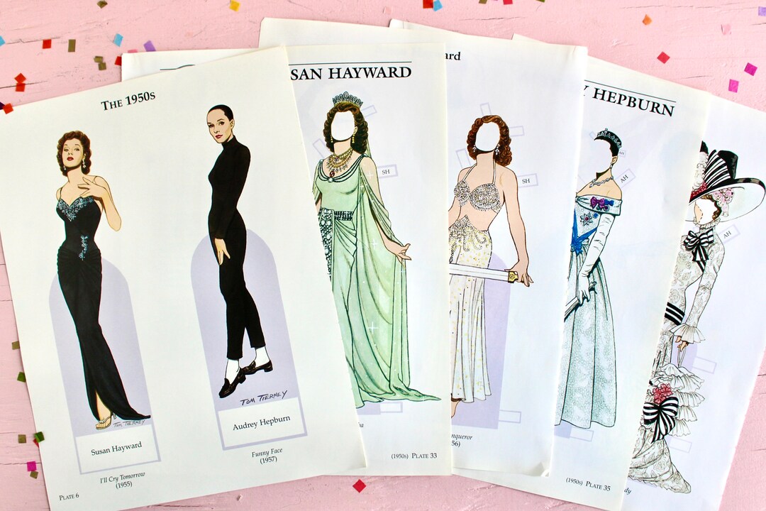 Hollywood Movie Star Paper Doll Set Susan Hayward Audrey - Etsy