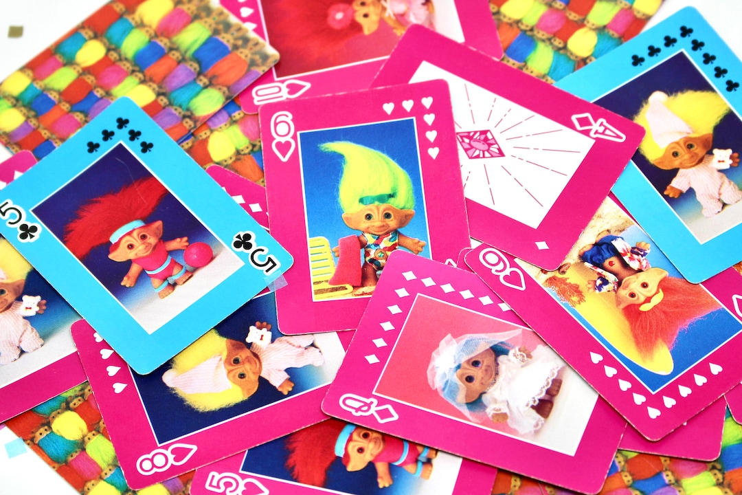 Vintage Troll Playing Cards, Set of 5, Retro Rainbow Swap Cards, Junk ...
