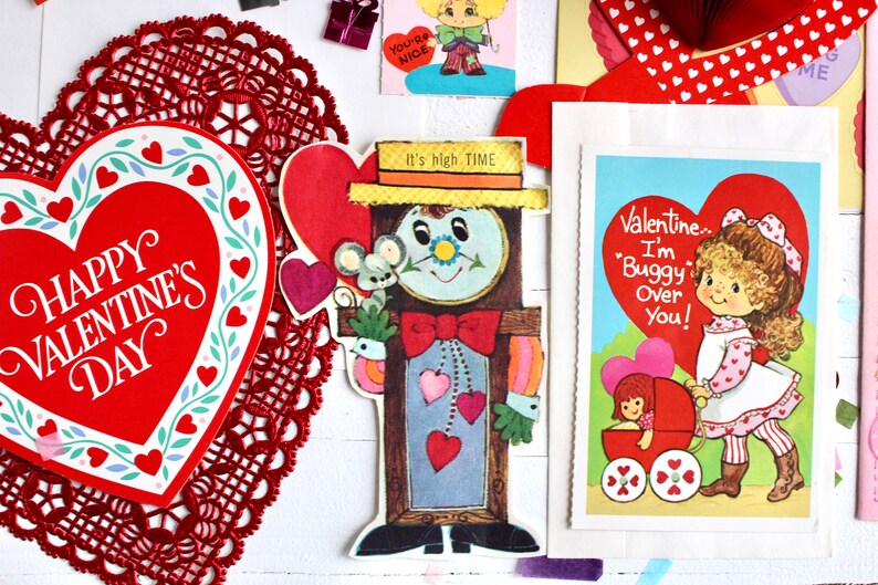 80s Valentines Day Card and Ephemera Pack Retro Vintage - Etsy