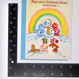 Vintage Care Bears Christmas Happy Holidays Rainbow Greeting Post Card ...