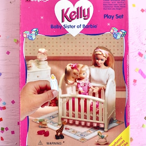 Kelly and Barbie Colorforms Play Set, Vintage 80s 90s Barbie Kids Vinyl ...