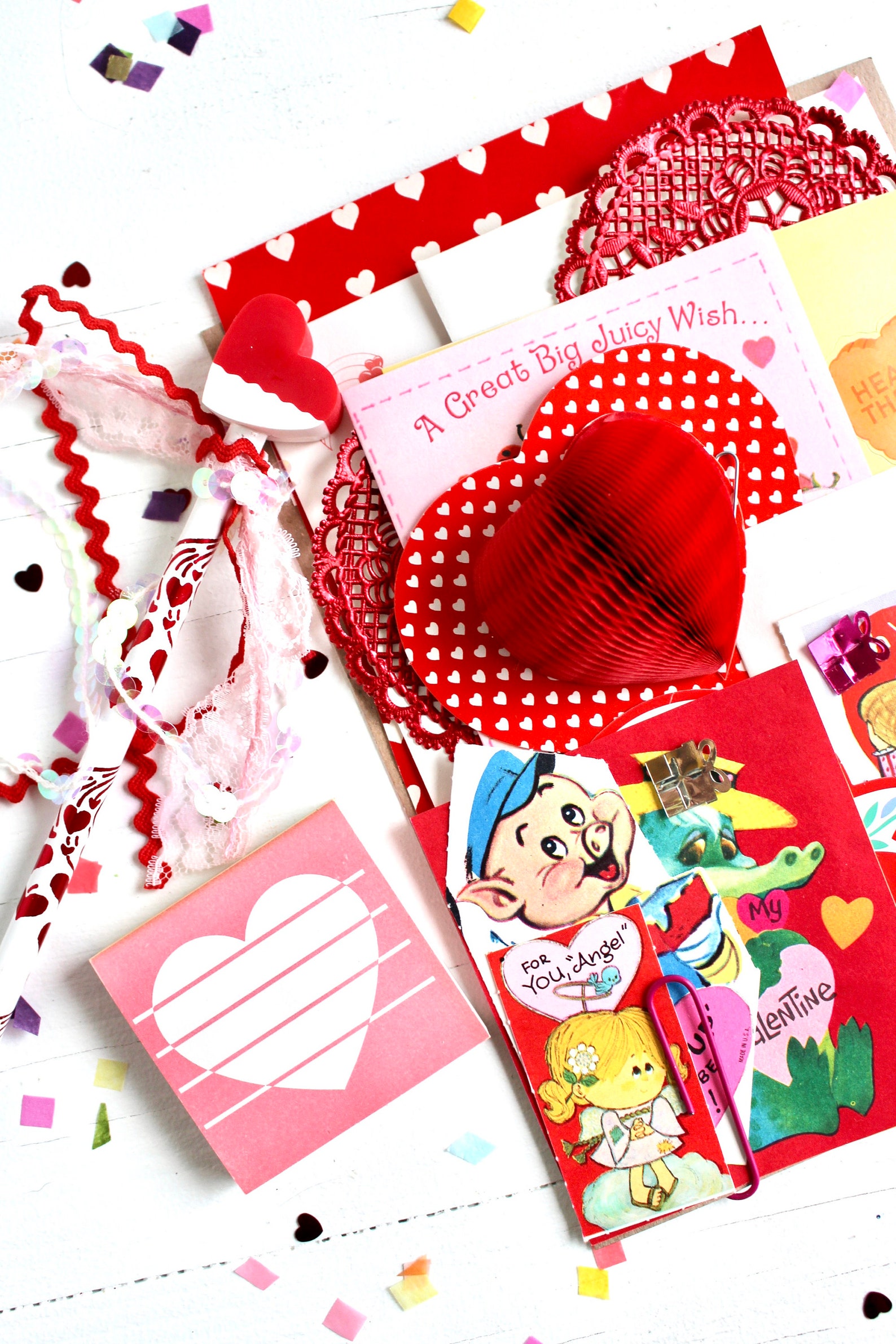 80s Valentines Day Card and Ephemera Pack Retro Vintage | Etsy