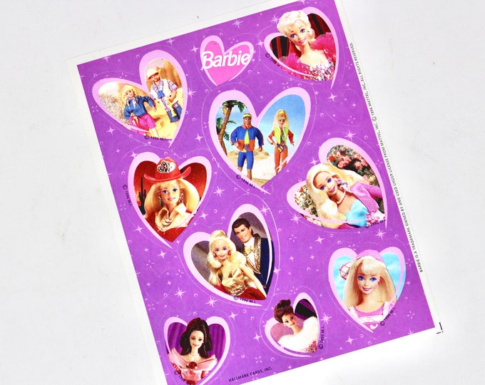 Vintage 90s Pink Heart Barbie Stickers for Kids Paper Crafts Junk ...