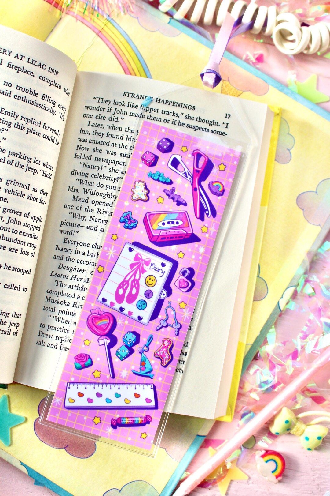 Retro 80s Girl Bookmark, Cute Rainbow Bookmarks, Book Lover Gift ...