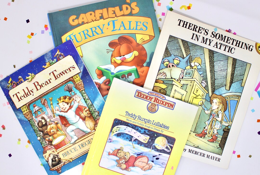 Vintage Kids Bedtime Stories Set of 4 Books, Garfield Teddy Bear Teddy ...