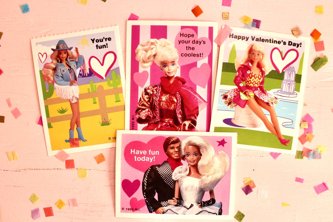 Barbie Classroom Valentine Cards, Set of 4, Vintage 1980s Barbie ...