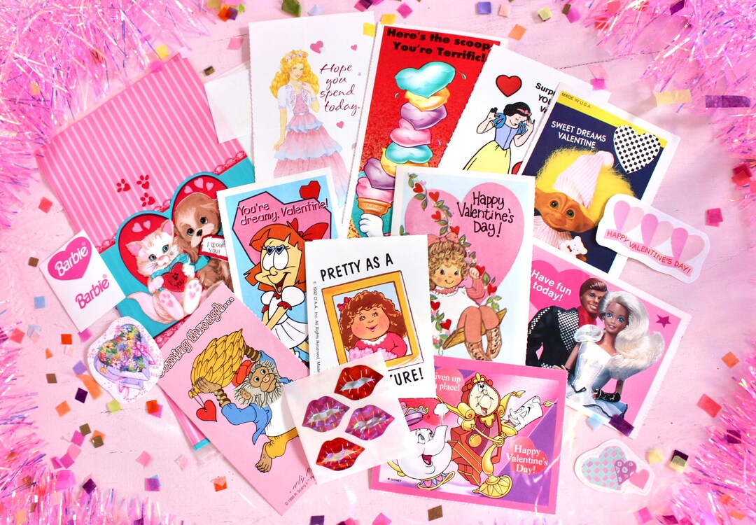 Vintage Classroom Valentine Card Sticker Pack, Retro 90s Valentines Day ...