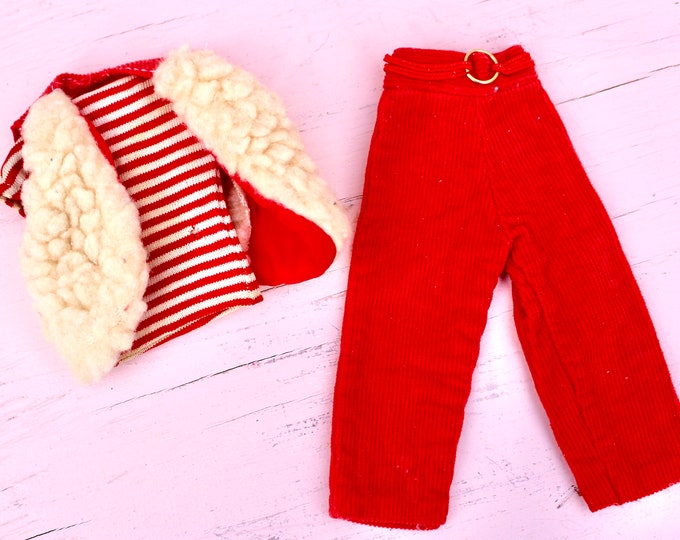 Vintage Ken Fashion Outfit, Red White Striped Corduroy Ken Doll Clothes ...