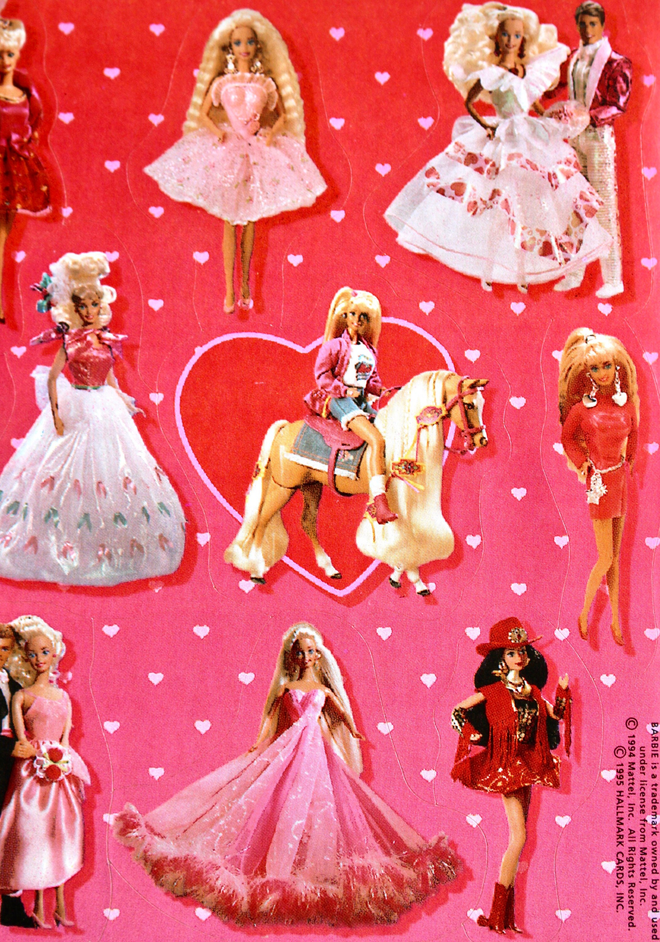 90s Valentine Barbie Stickers Vintage Barbie Stationary - Etsy