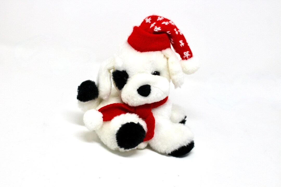 Lazzie Lazarus Spotted Puppy Christmas Plush, Vintage 80s 90s Black ...