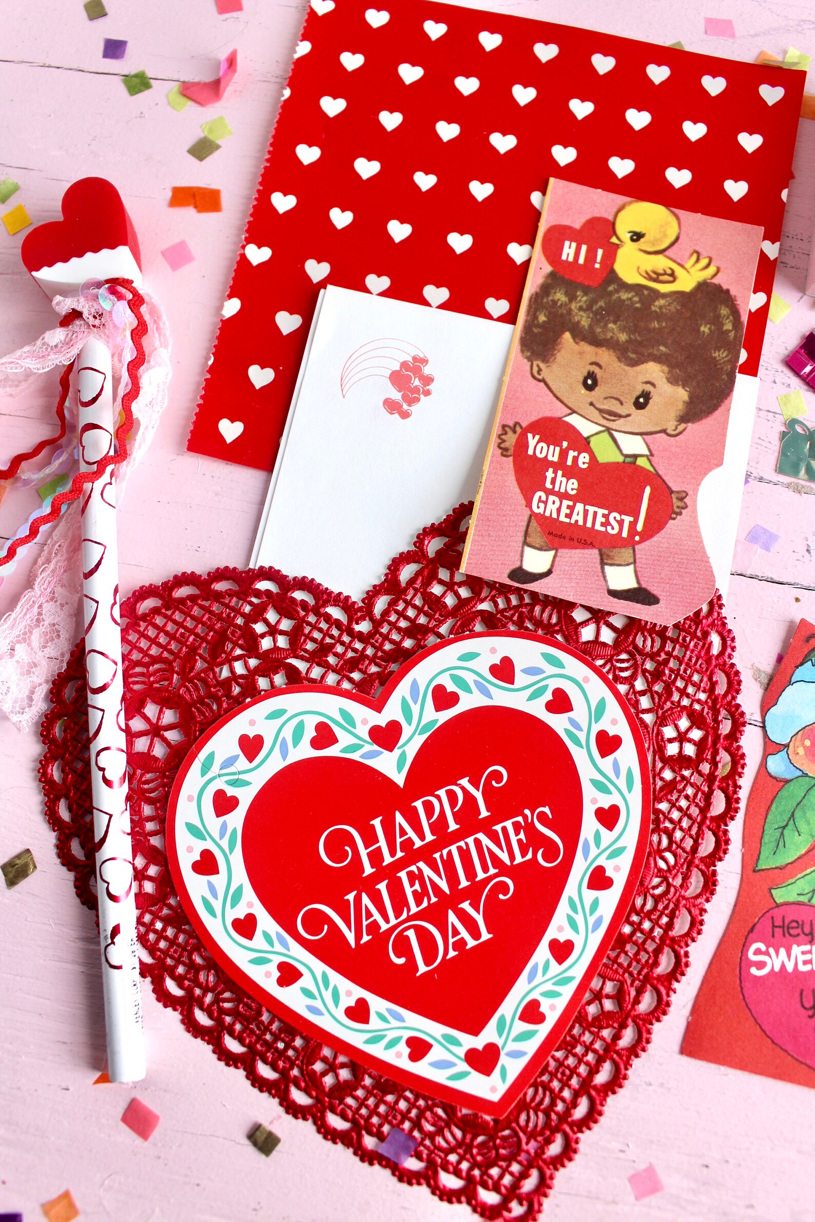 80s Valentines Day Card and Ephemera Pack Retro Vintage | Etsy