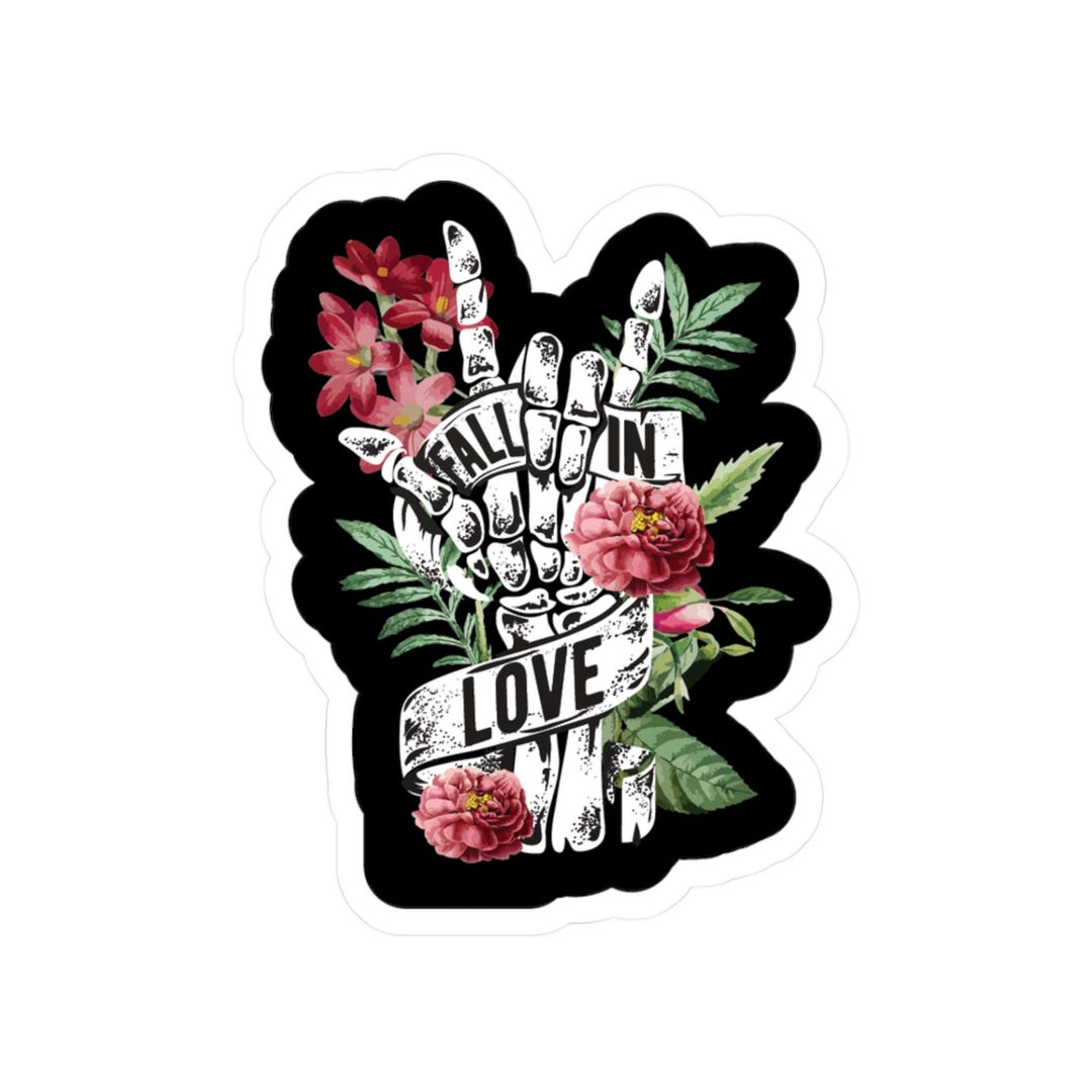 Unique Fall in Love Kiss-cut Vinyl Decals, Floral Stickers for Home ...