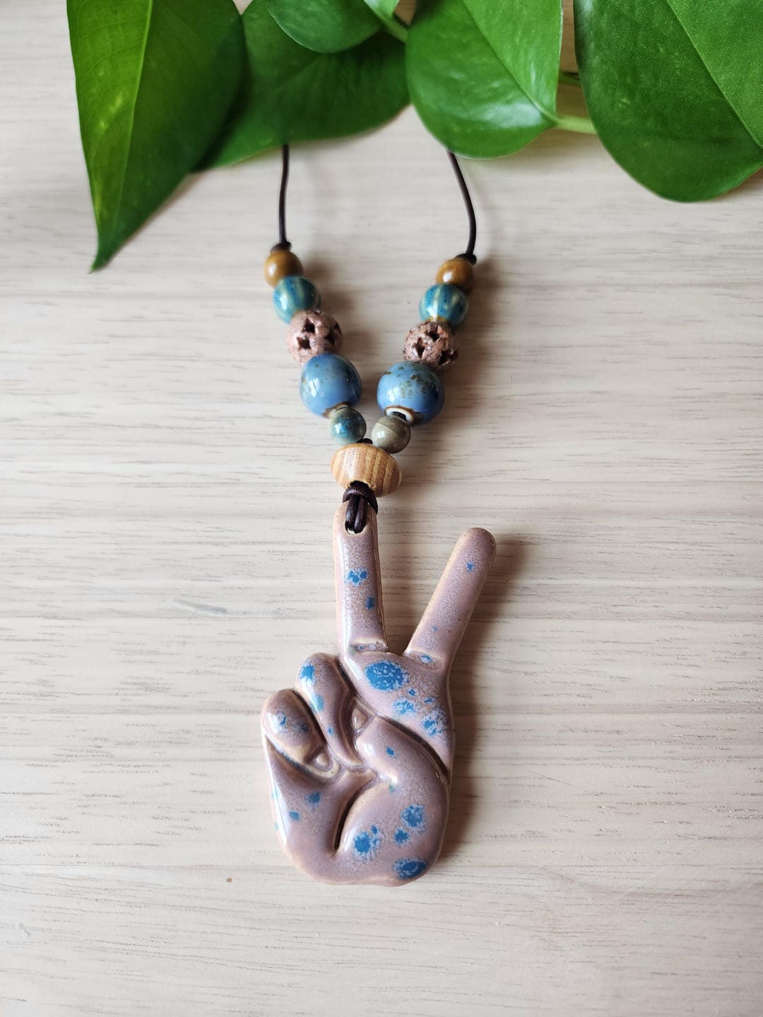Pastel Love Peace Sign Hand Statement Necklace | Hand Pendant ...