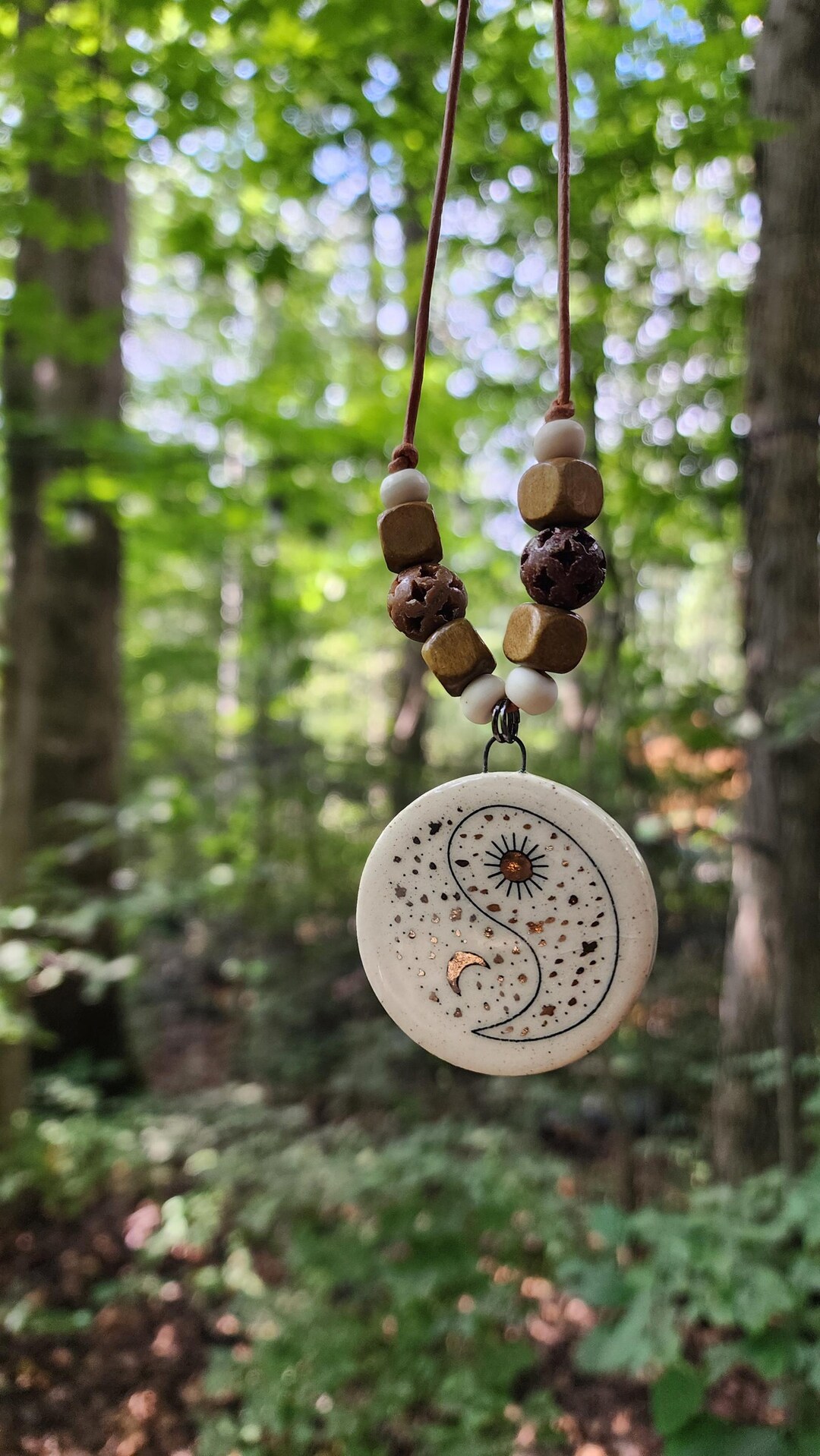 Celestial Yin Yang - Gold and White Gold Luster Statement Necklace ...