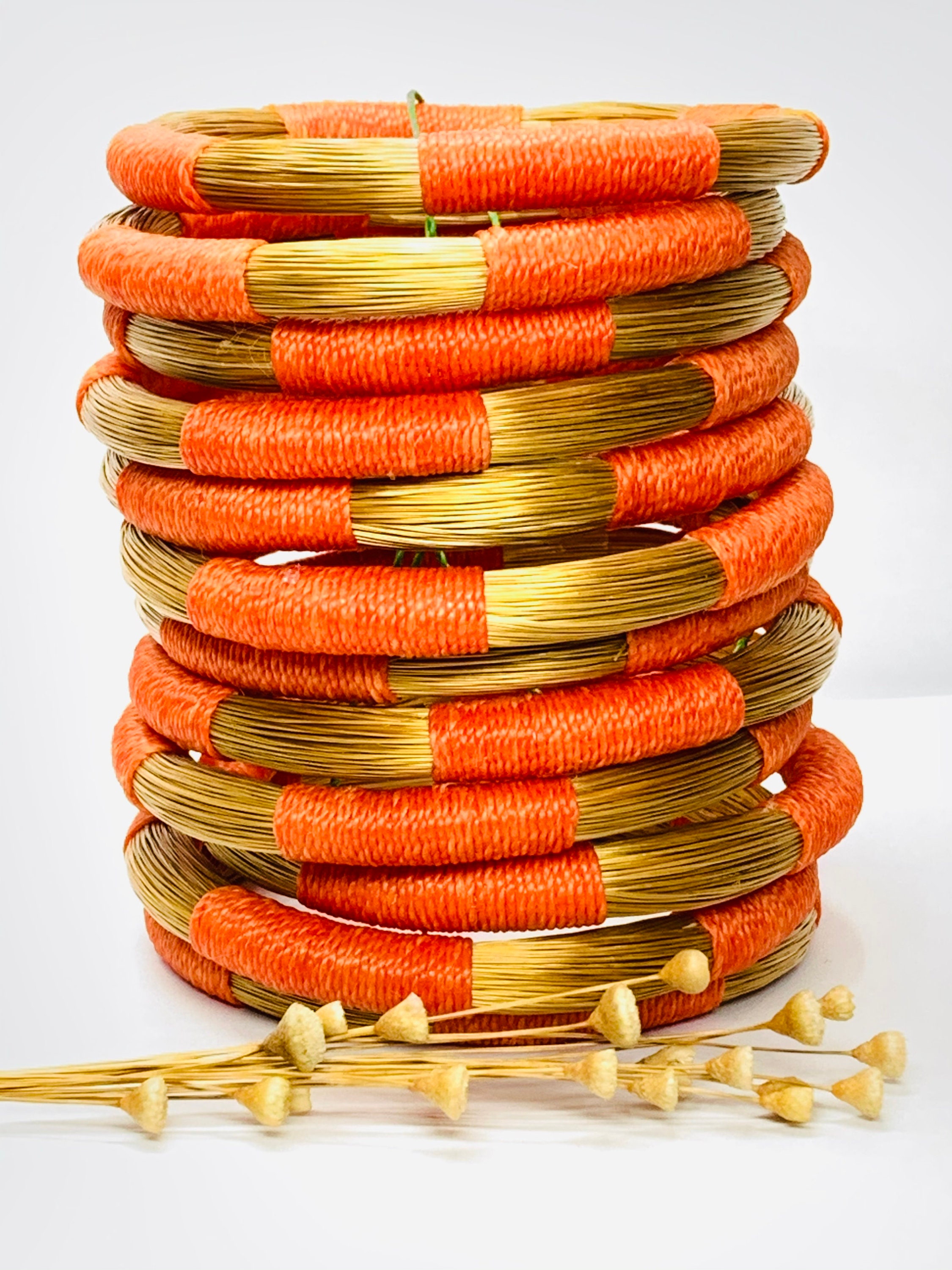 Orange and Gold Bangles | Stack Bangles | Eco Jewellery | Organic ...