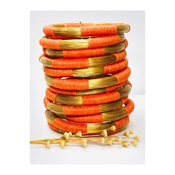 Orange and Gold Bangles Stack Bangles Eco Jewellery | Etsy