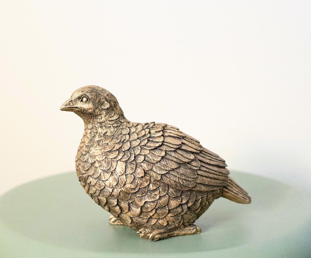 Large Gold Quail Bird Figurine, Bird Decor, Bird Gift, Gold Home Decor ...
