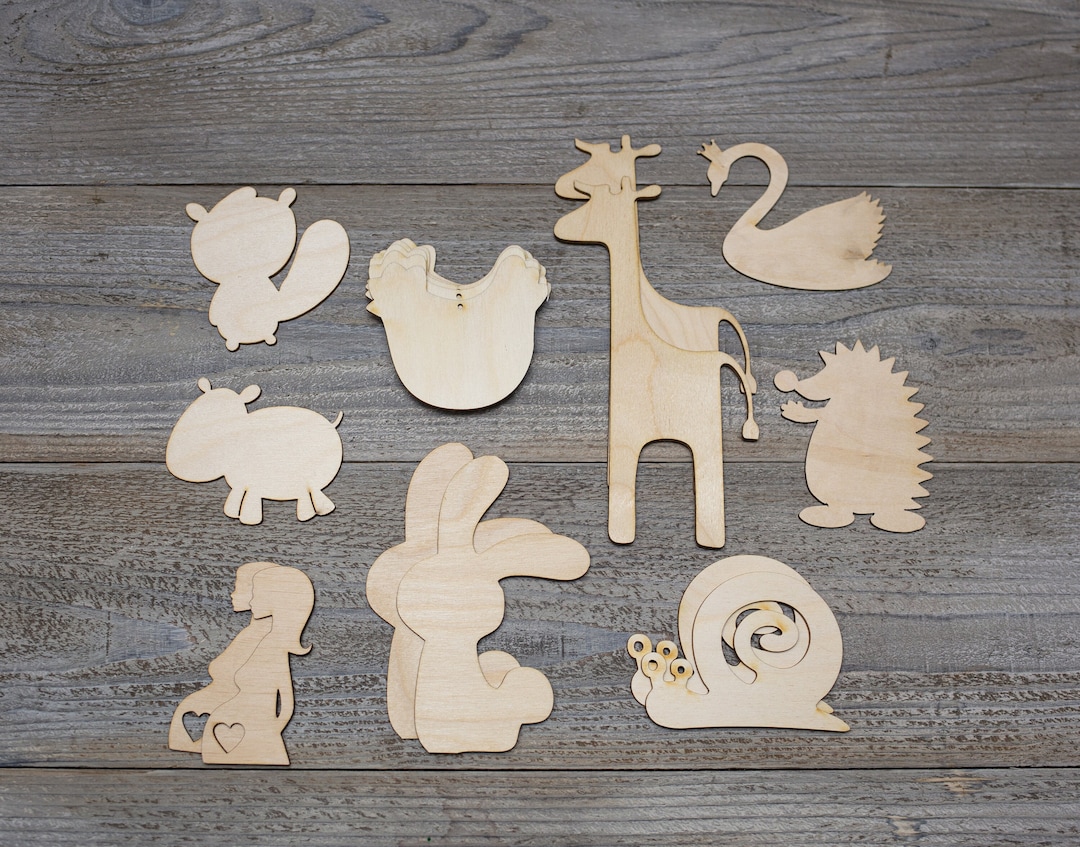 Unfinished Wooden Cutouts Shapes Mix, Unfinished Wooden Animal Shapes ...