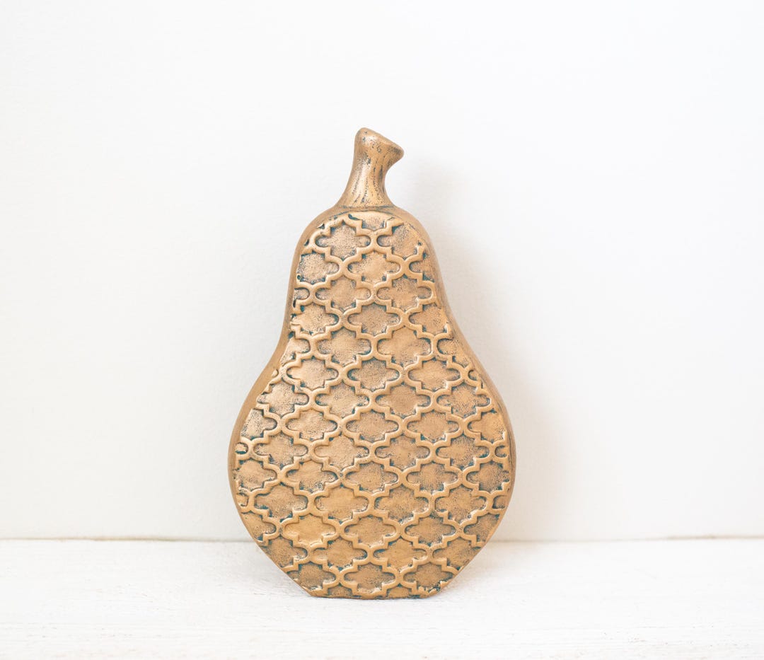Vintage Antique Metal Gold Pear Decor, Fruit Decor, Farmhouse Kitchen ...
