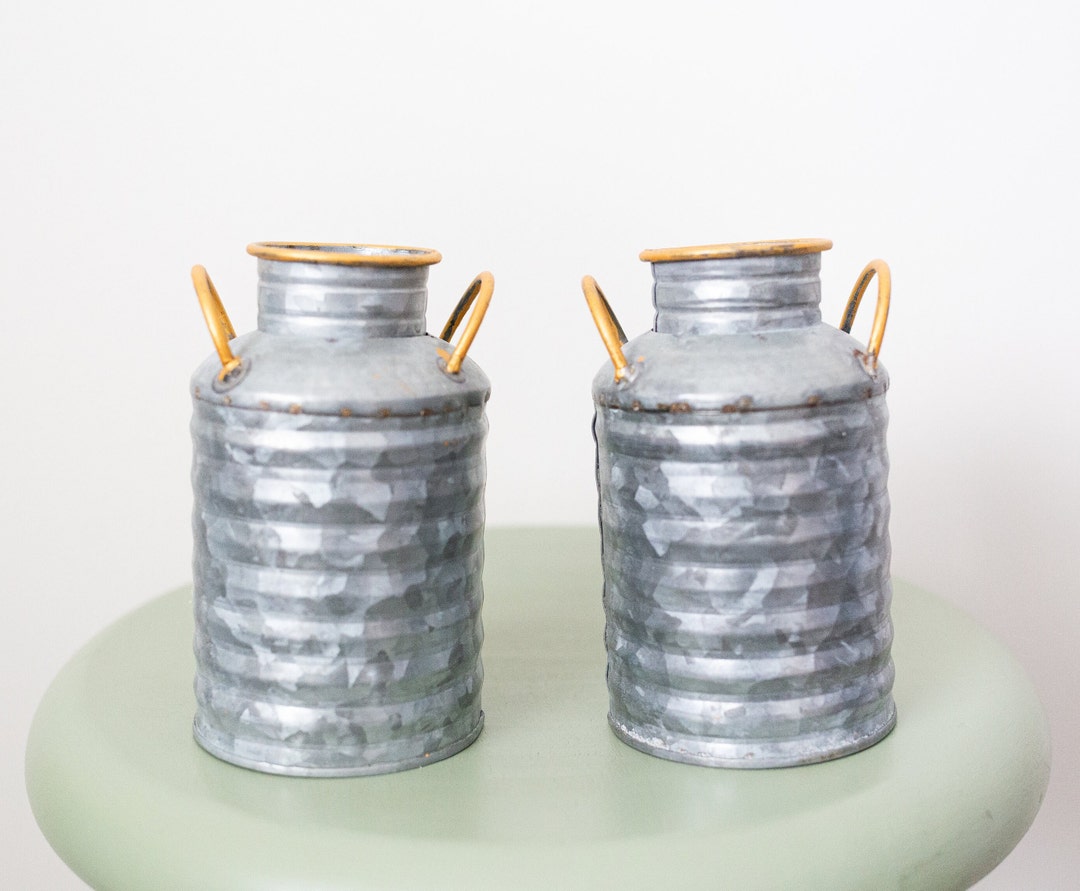 Rustic Metal Containers Set of 2, Vintage Container, Farmhouse Decor ...
