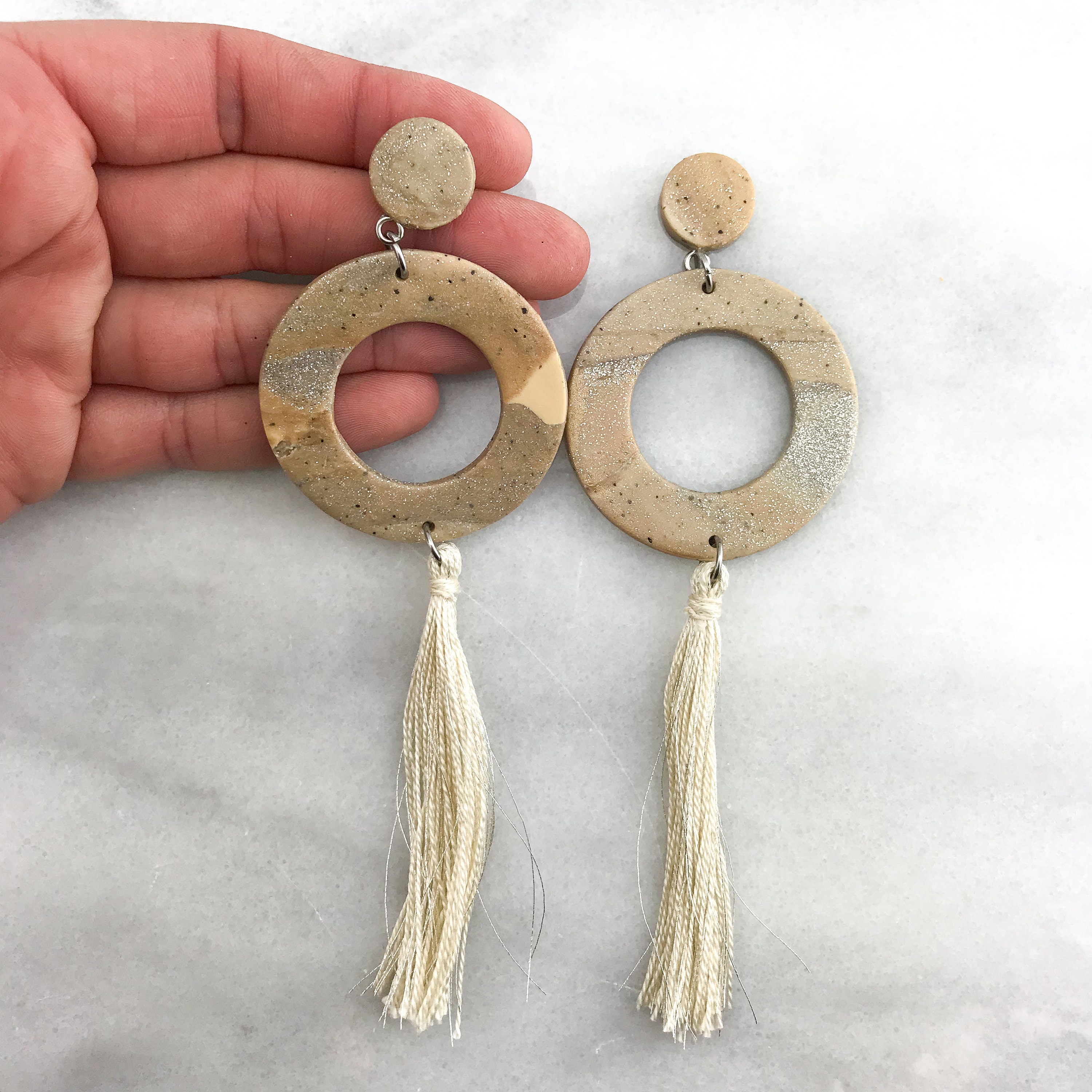 Large Clay Earrings Boho Earrings Handmade Clay Earrings Etsy
