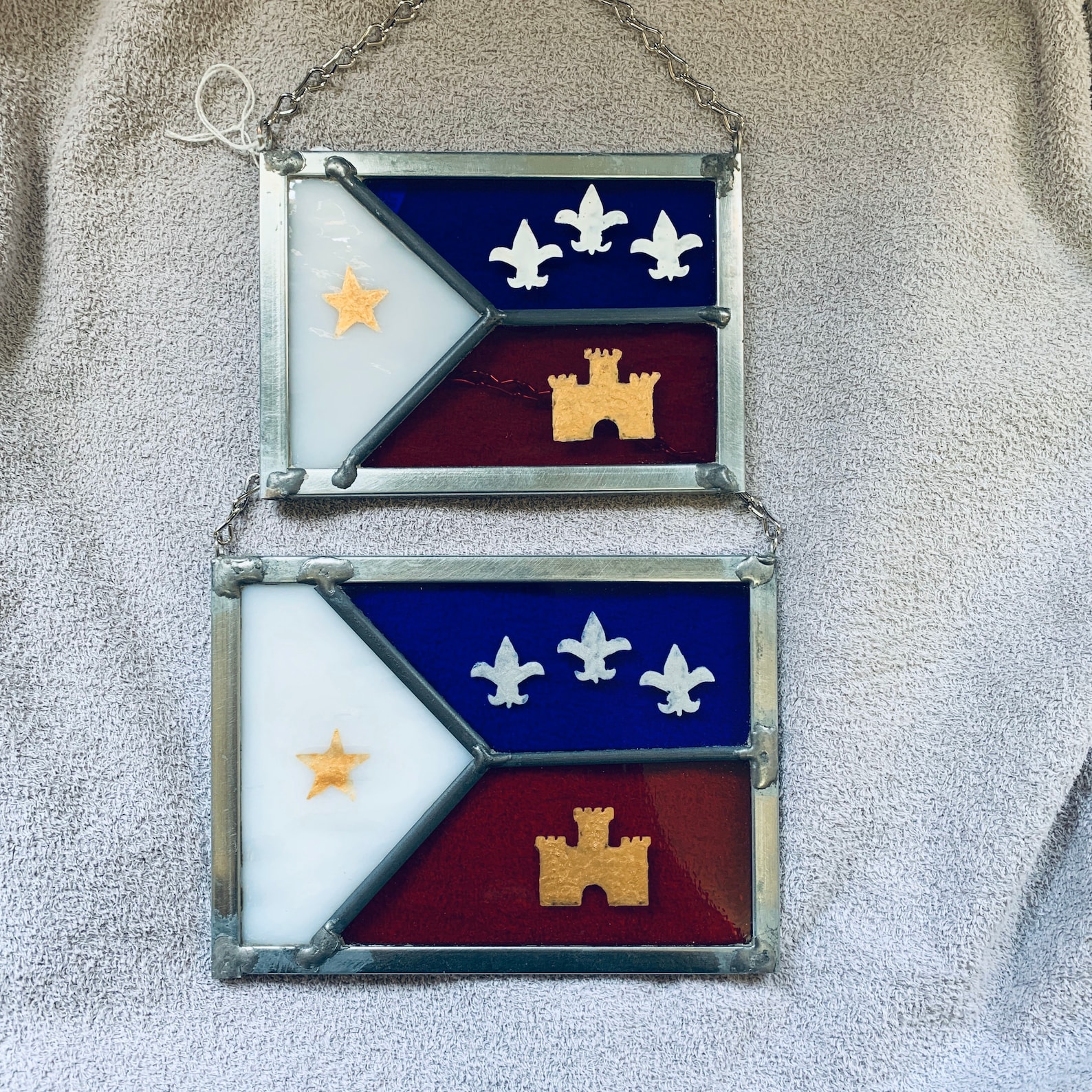 Cajun Acadian Flag Stained Glass Flag Louisiana Cajun | Etsy