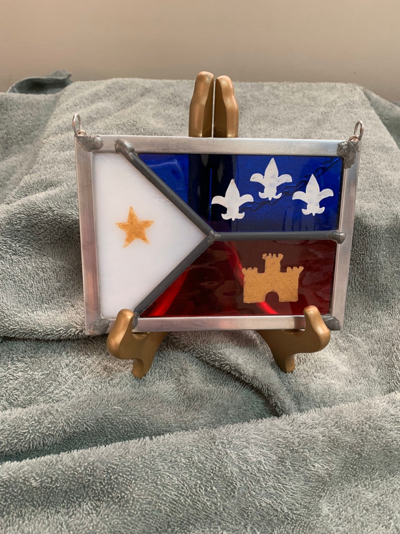 Cajun Acadian Flag Stained Glass Flag Louisiana Cajun | Etsy