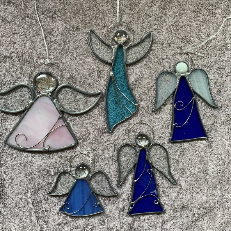 Stained Glass Angel Ornaments Blue Angel Sea Foam Angel - Etsy