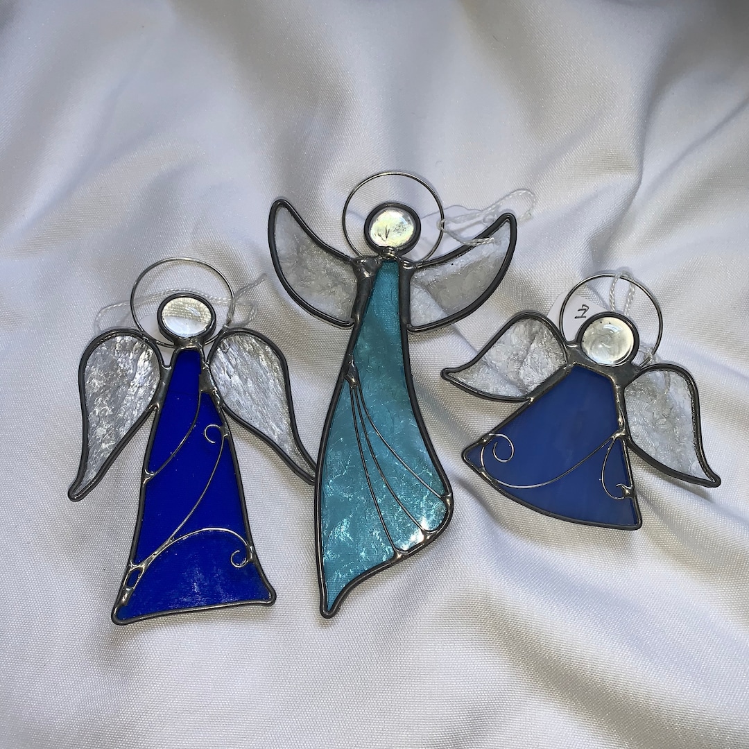 Stained Glass Angel Ornaments, Blue Angel, Pink Angel, - Etsy