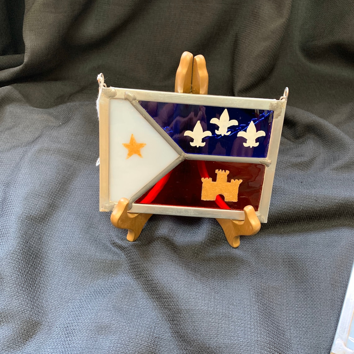 Cajun Acadian Flag Stained Glass Flag Louisiana Cajun | Etsy