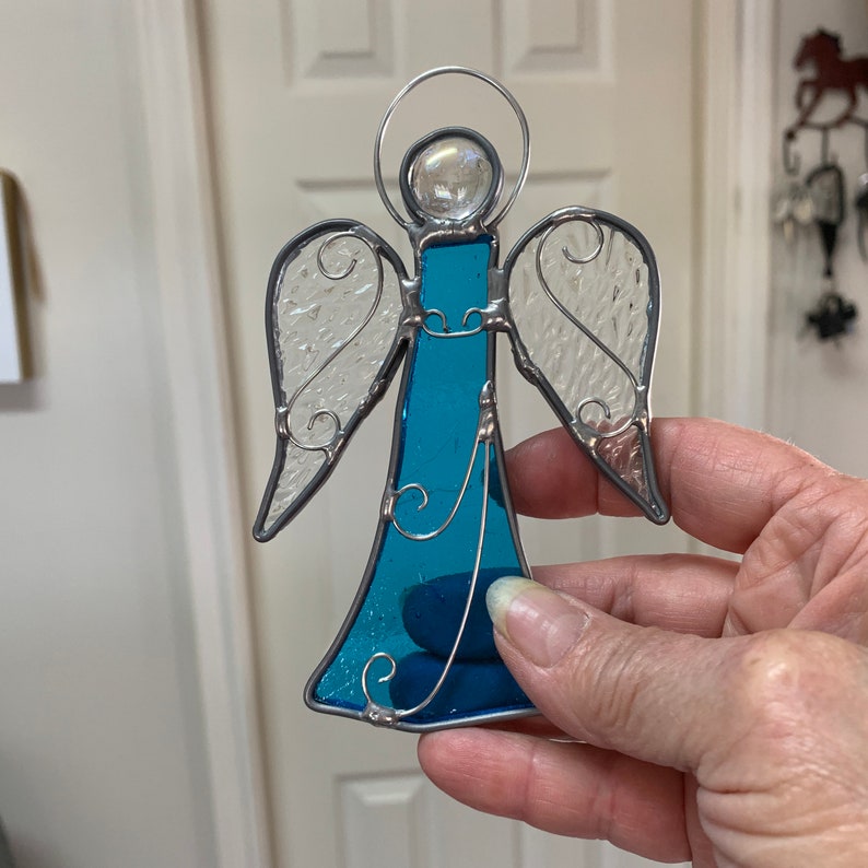 Stained Glass Angel Ornaments Blue Angel Sea Foam Angel - Etsy