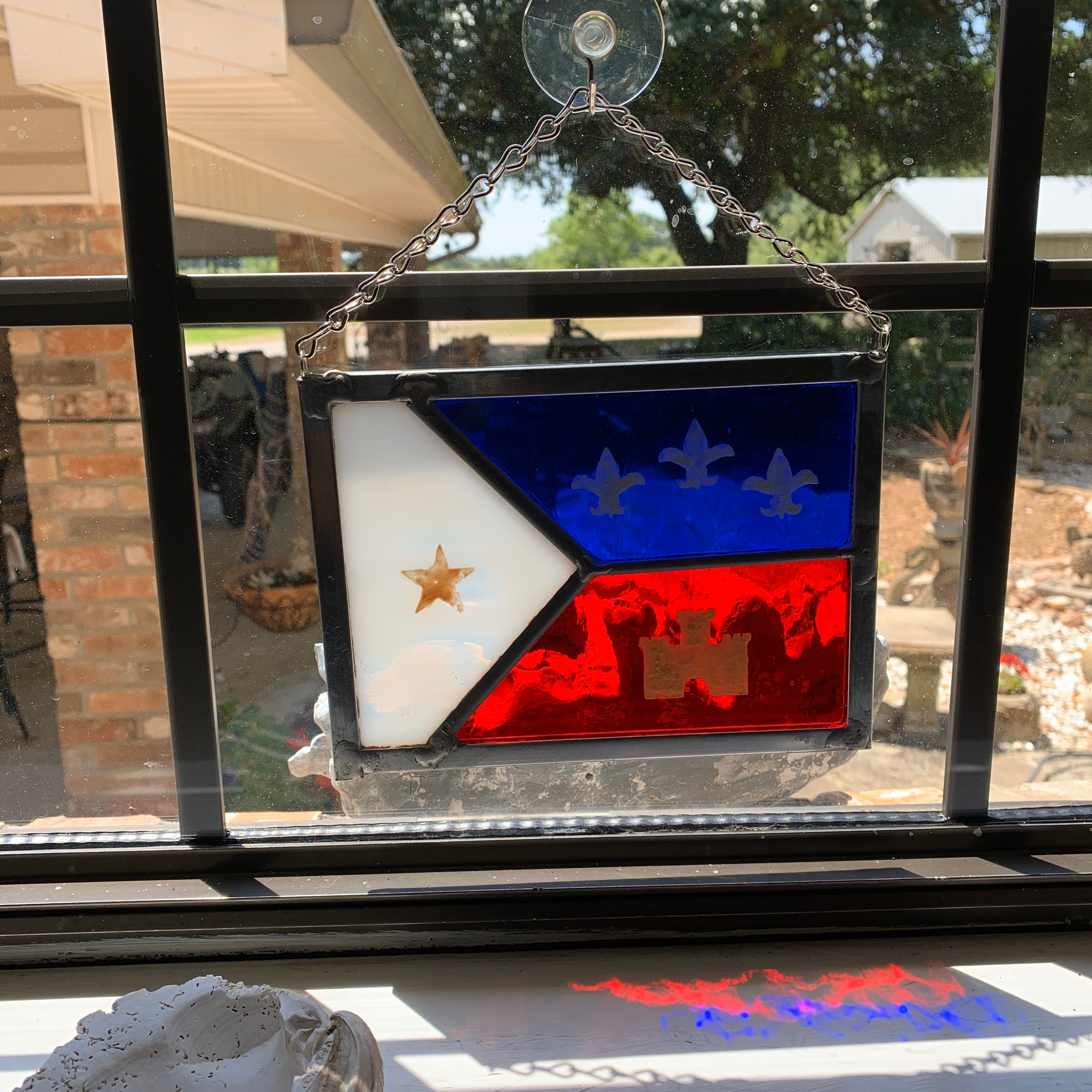 Cajun Acadian Flag Stained Glass Flag Louisiana Cajun | Etsy