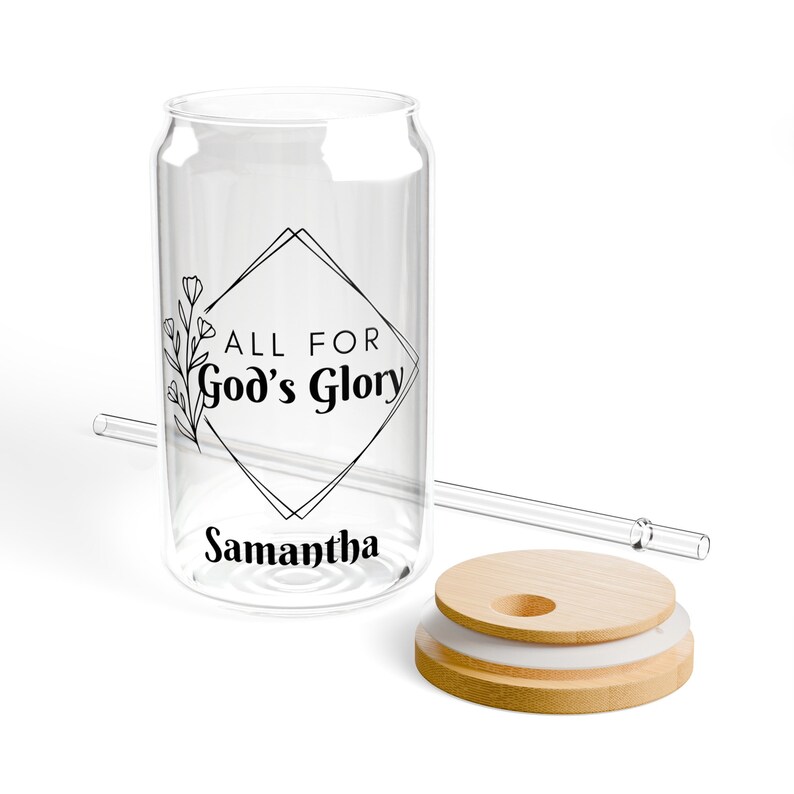 All for God's Glory Sipper Glass Cup 16oz Glass Tumbler Christian Merch ...
