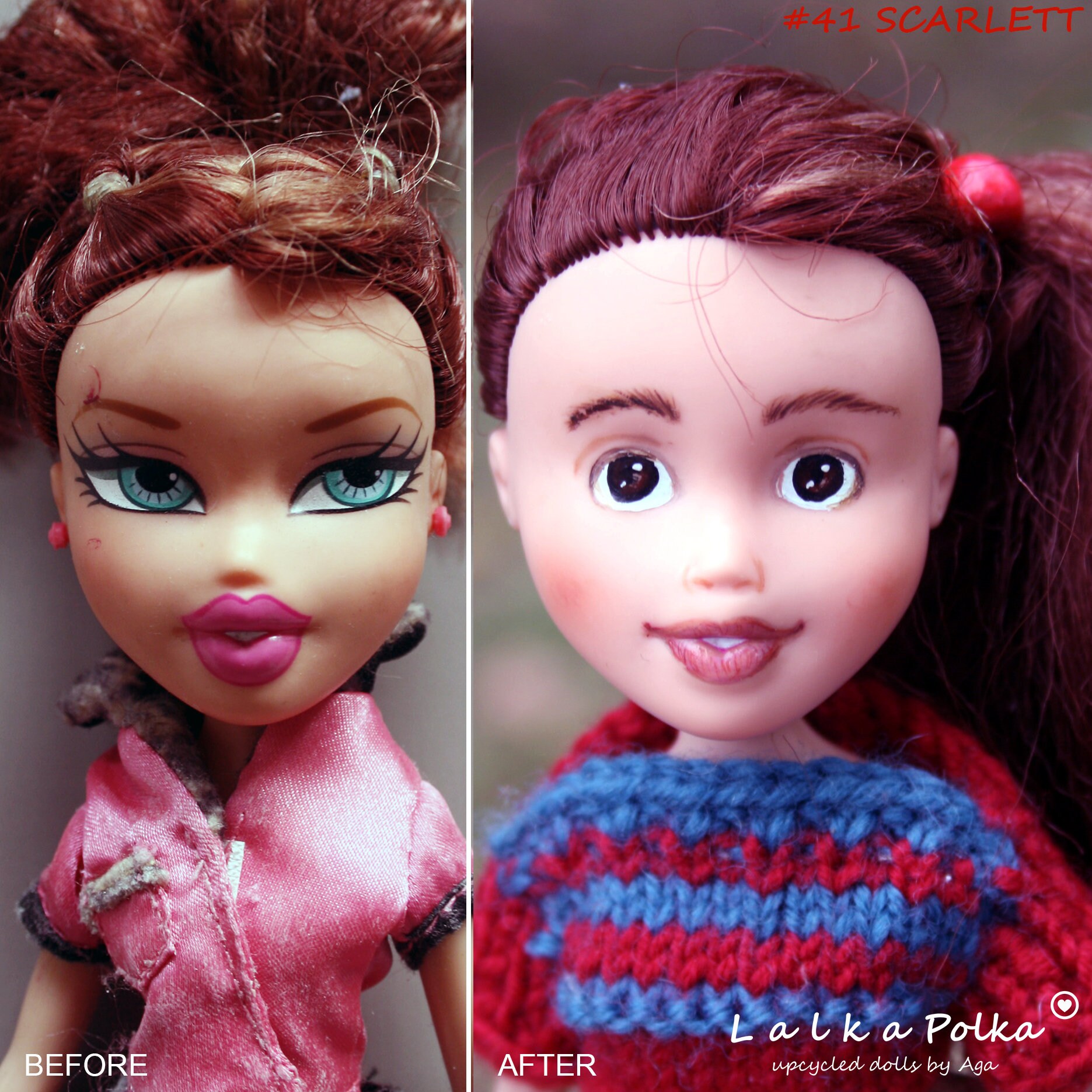 Lalka Polka Dolls, OOAK Doll, opnieuw geschilderd, gerestyled, upcycled ...