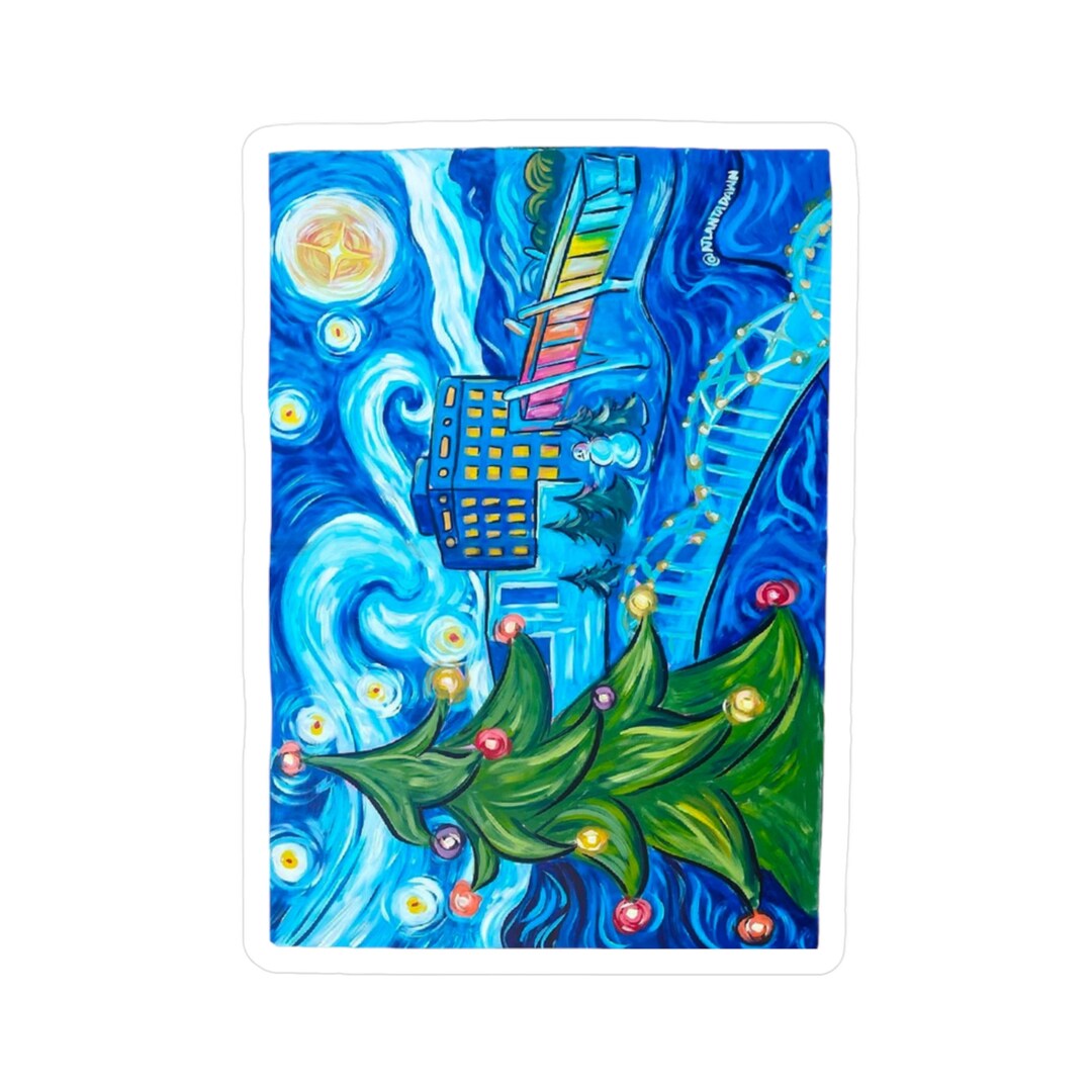 Hand Painted Sticker Starry Night Decal Gift Hand Painted Van - Etsy