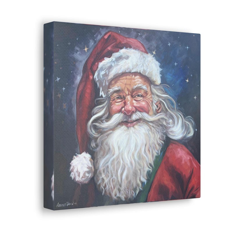 Canvas Gallery Wraps Handpainted Traditional Santa Portrait, Christmas ...