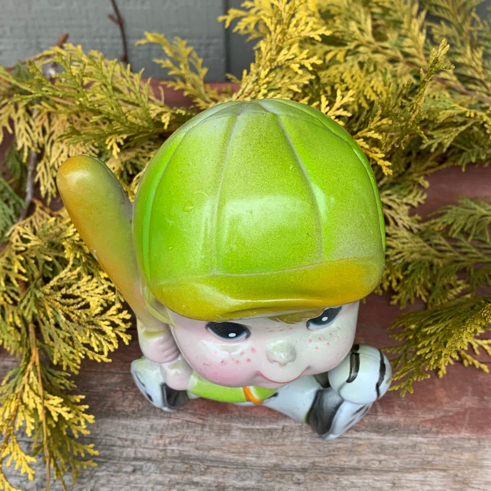 Vintage Baseball Boy Bank With Baseball Bat Ball Player Piggy | Etsy