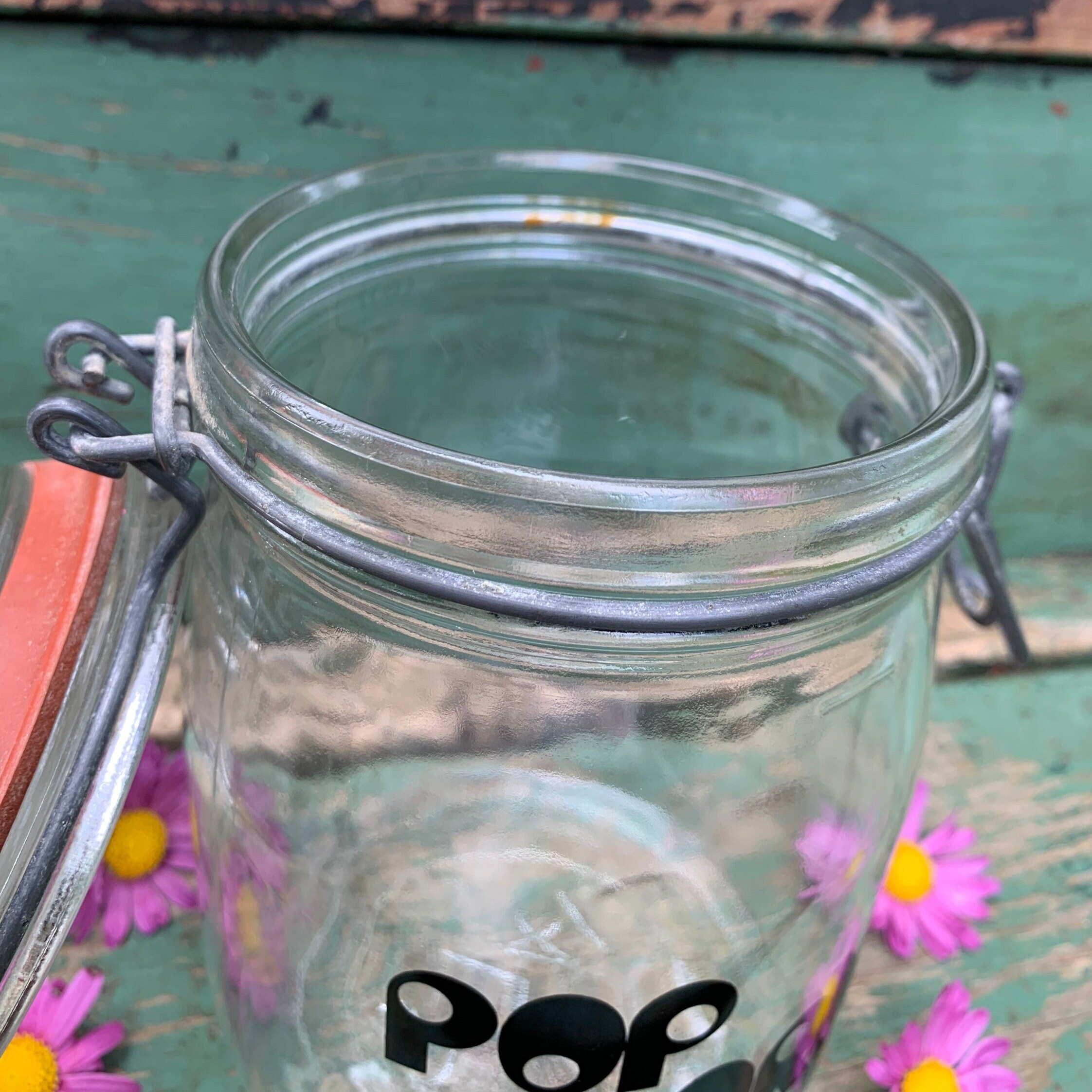 Vintage Heavy Glass Popcorn Kernel Canister Jar Home & Living Jars ...