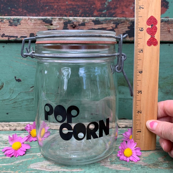 Vintage Heavy Glass Popcorn Kernel Canister Jar Home & Living Jars ...